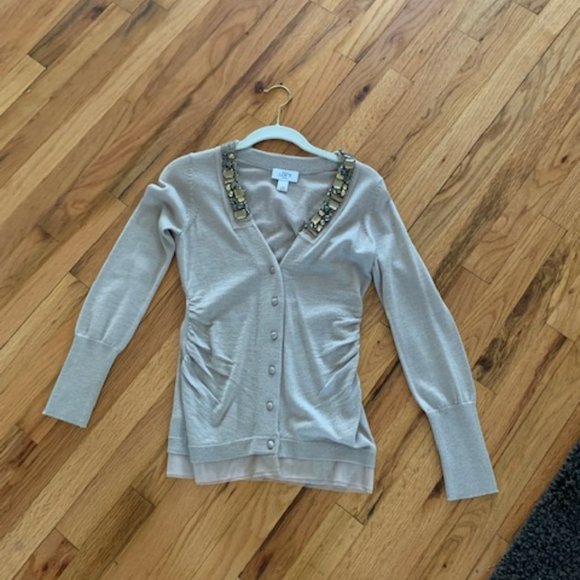 LOFT | Sweaters | Ann Taylor Loft Jeweled Collar Cardigan Sweater Size ...